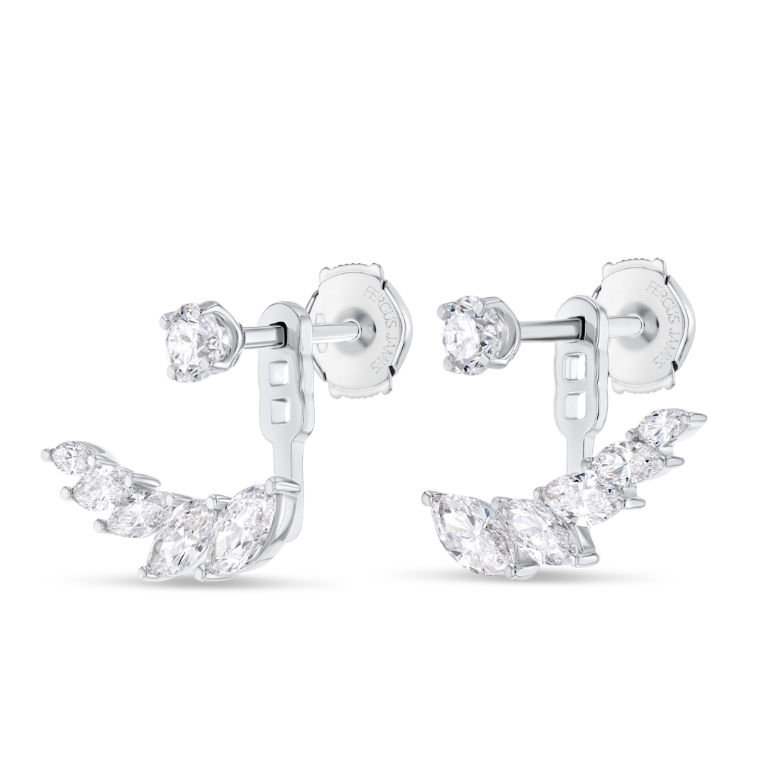 Marquise Angel Wings Diamond Slider Earrings White Gold